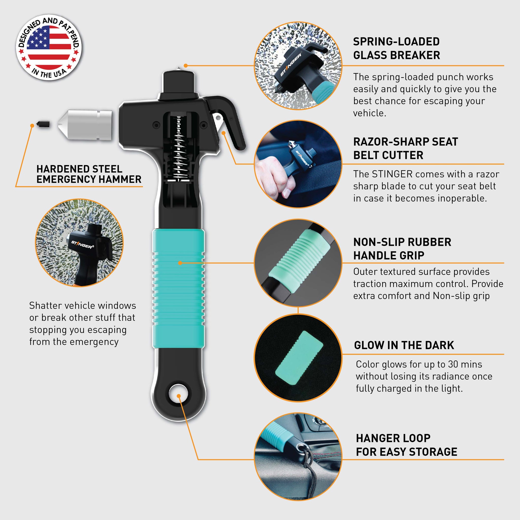 Car Safety Hammer Goodyear Goodyear 4 In 1 Emergency Escape Tool Gy3198 ...